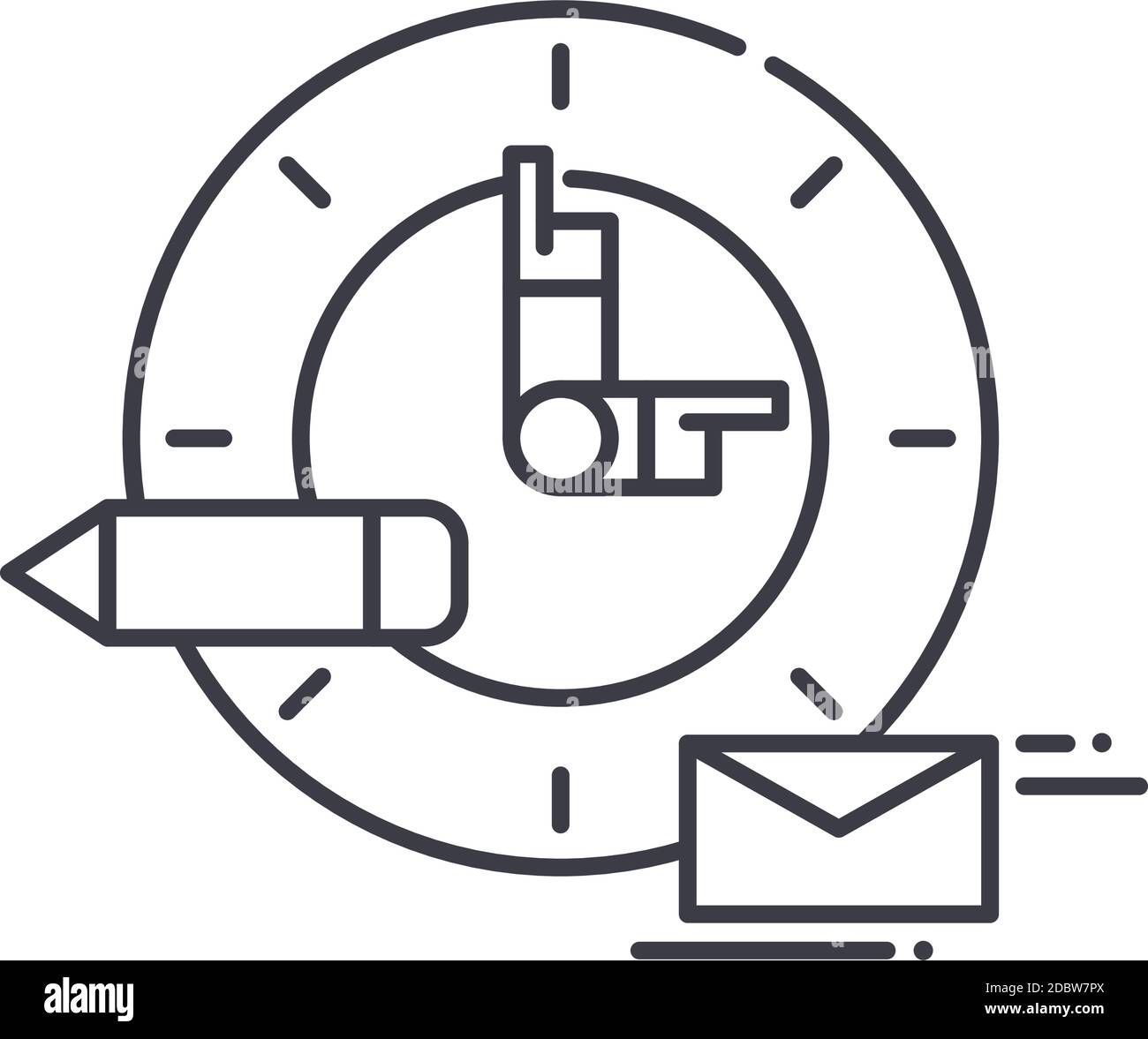 Zeitmanagement-System Symbol, lineare isolierte Illustration, dünne ...