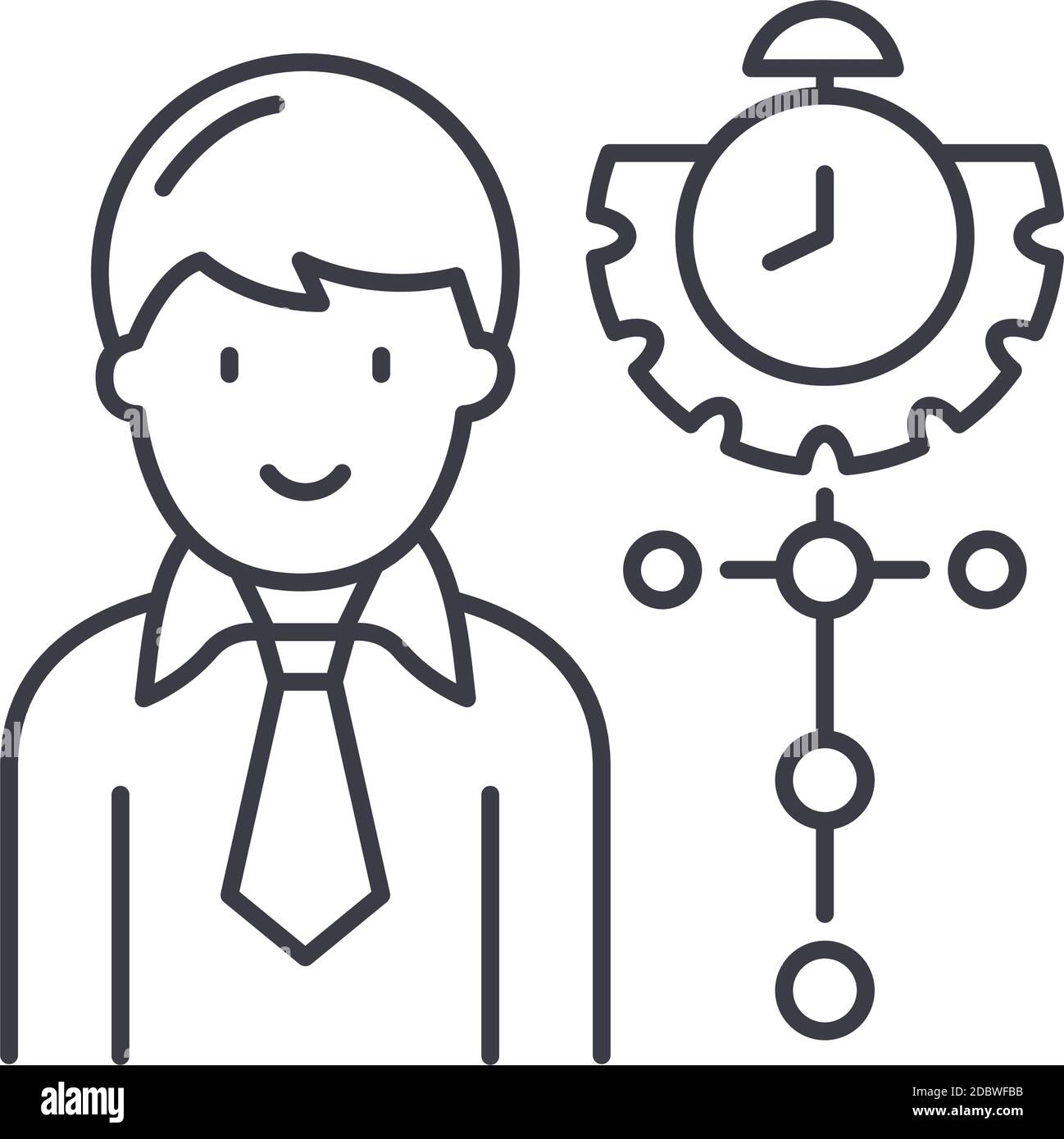 Zeitmanagement-Symbol, lineare isolierte Illustration, dünne Linie ...