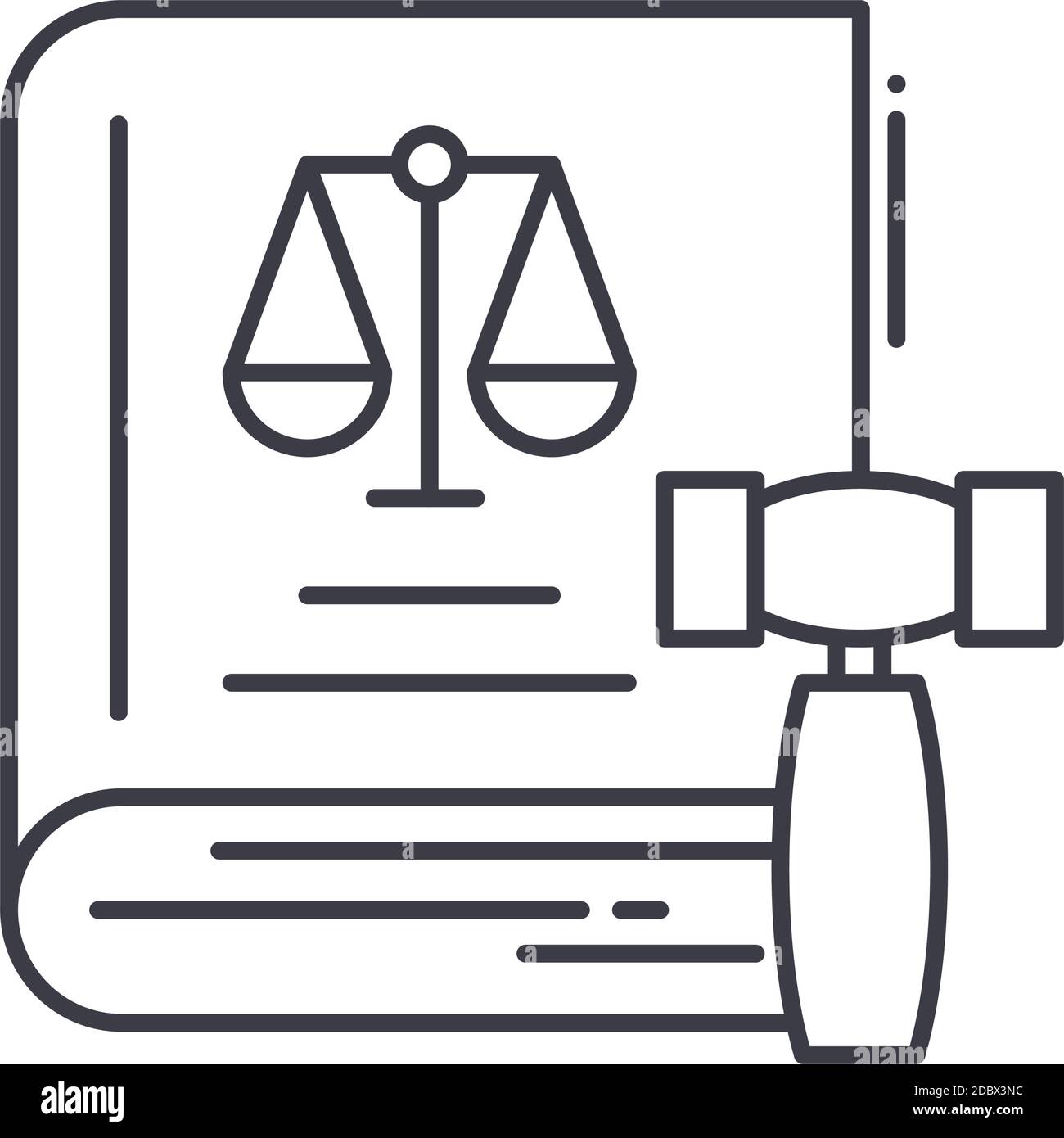 Gesetz System Symbol, lineare isolierte Illustration, dünne Linie ...