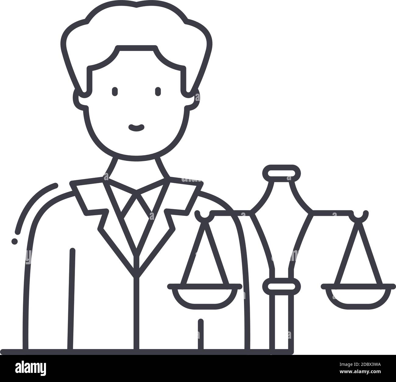 Anwalt Symbol, lineare isolierte Illustration, dünne Linie Vektor, Web ...