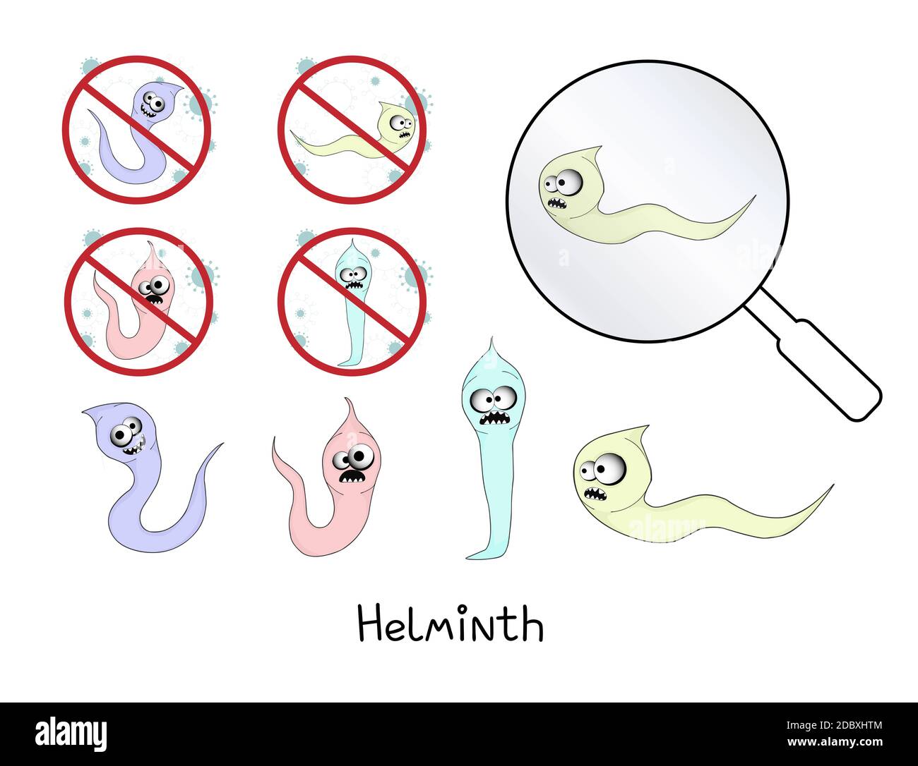 Helminthen, Fadenwürmer. Darmparasiten. Warnzeichen Parasitismus ...