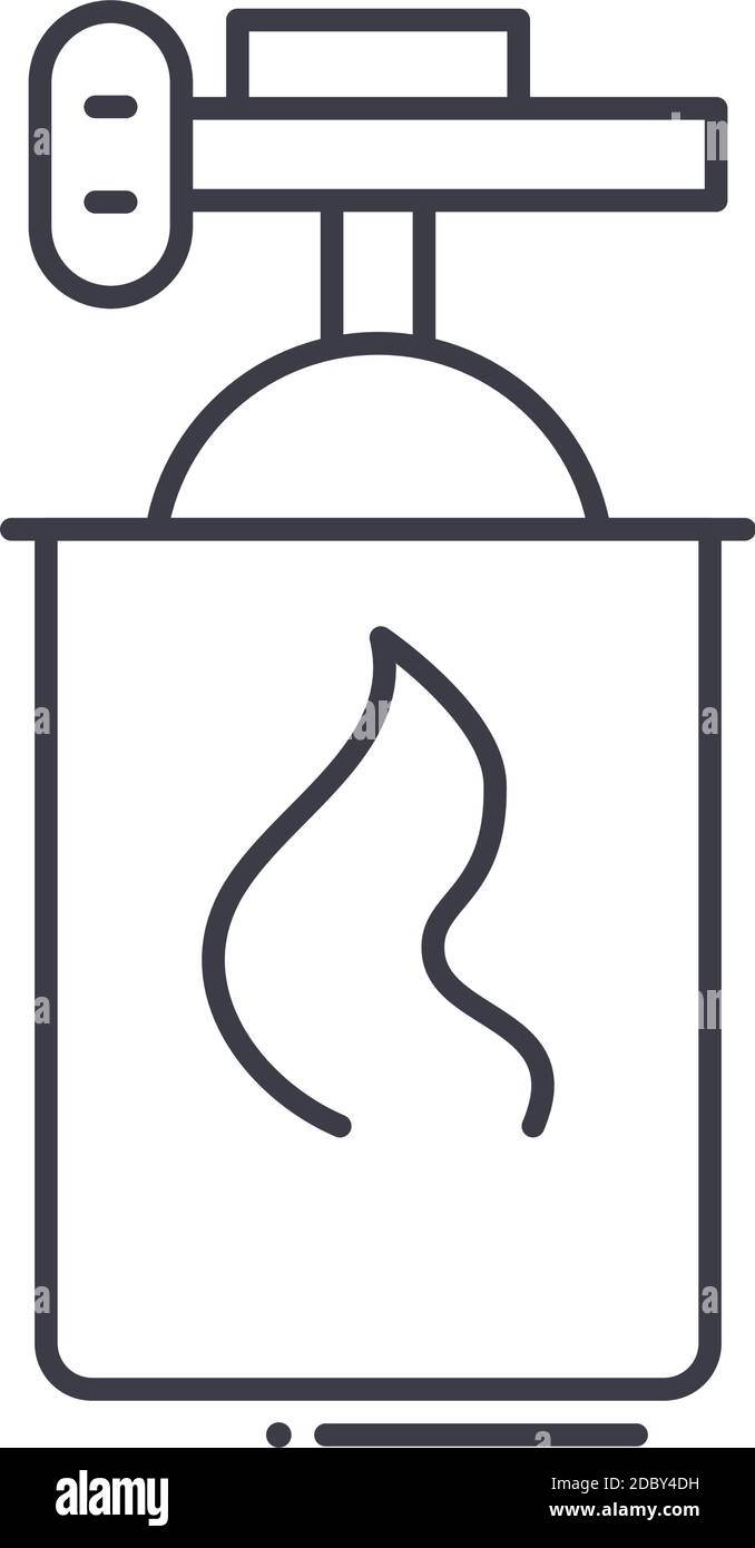 Küche Gasbrenner Symbol, lineare isolierte Illustration, dünne Linie ...