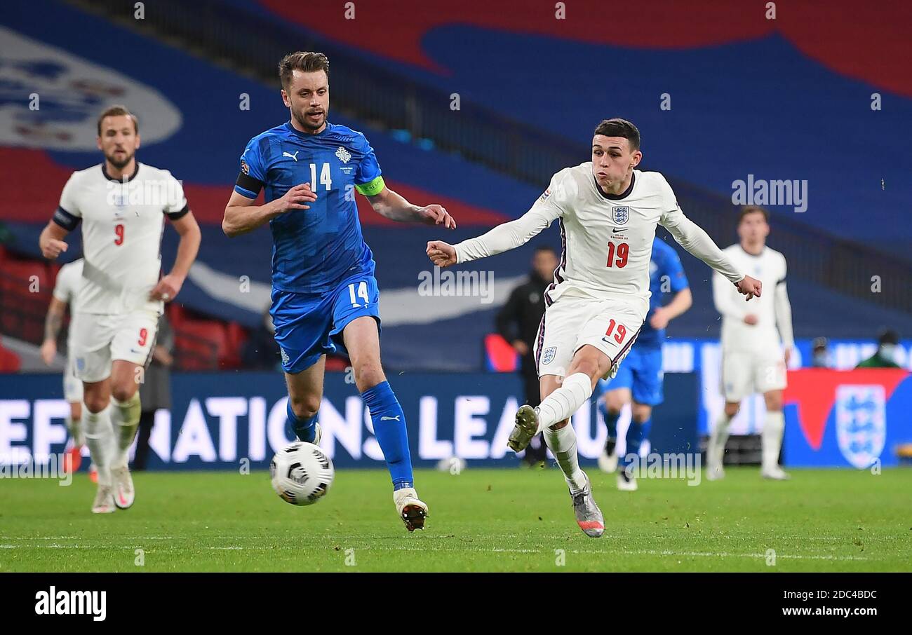 Der Engländer Phil Foden hat beim Spiel der UEFA Nations League im ...