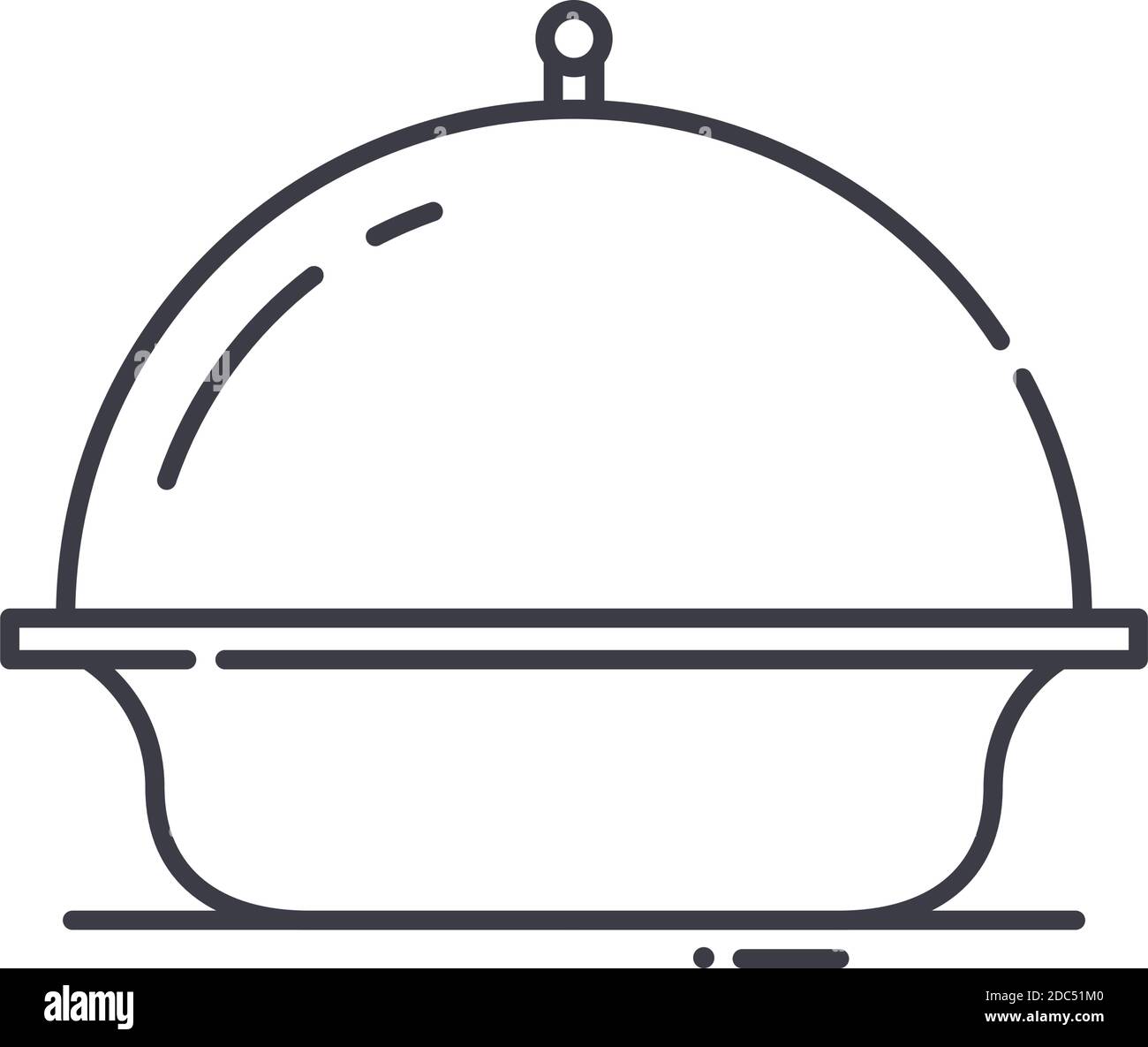 Restaurant Cloche Symbol, lineare isolierte Illustration, dünne Linie ...