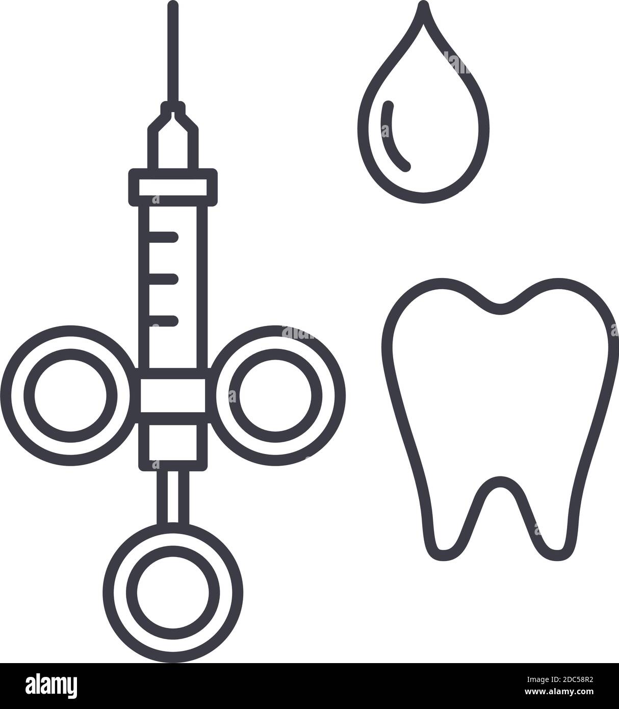 Stomatologe Praxis Symbol, lineare isolierte Illustration, dünne Linie ...