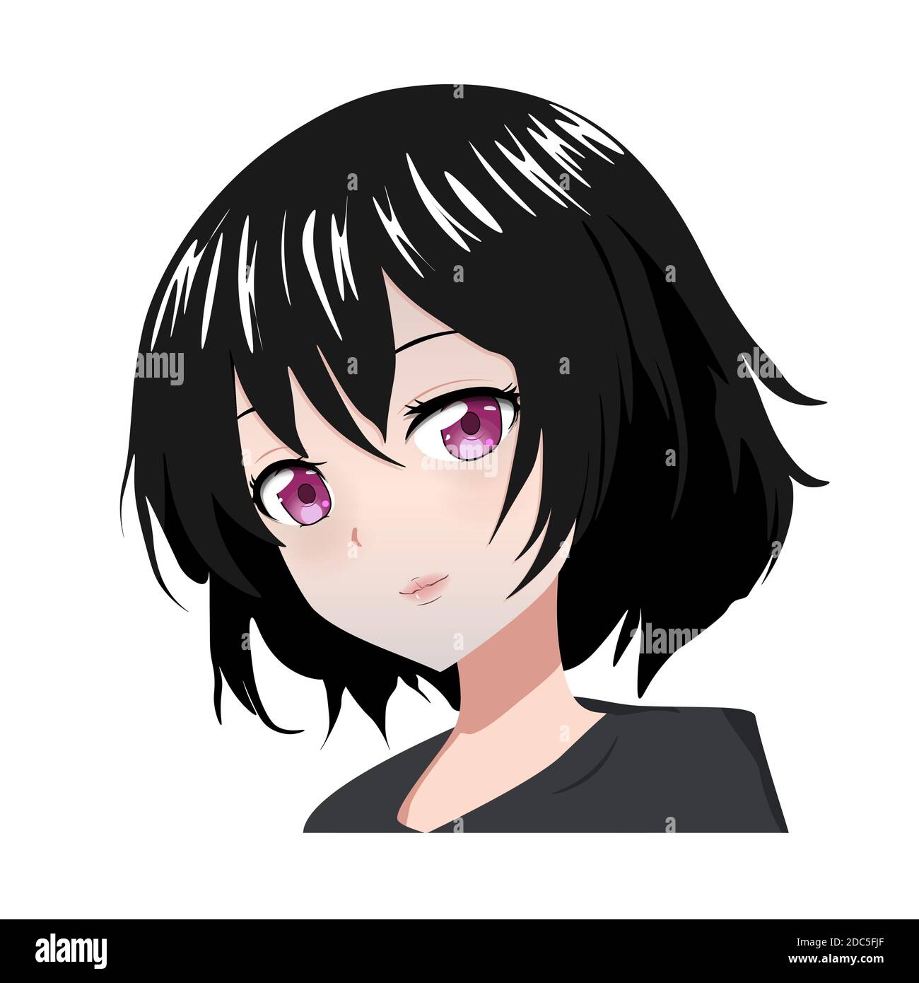 Vektorgrafik Zeichentrickfiguren. Anime Mädchen in japanisch. Anime ...