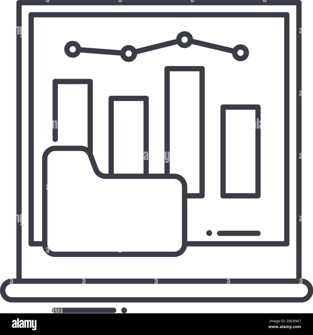 Datenanalyse Symbol, lineare isolierte Illustration, dünne Linie Vektor ...