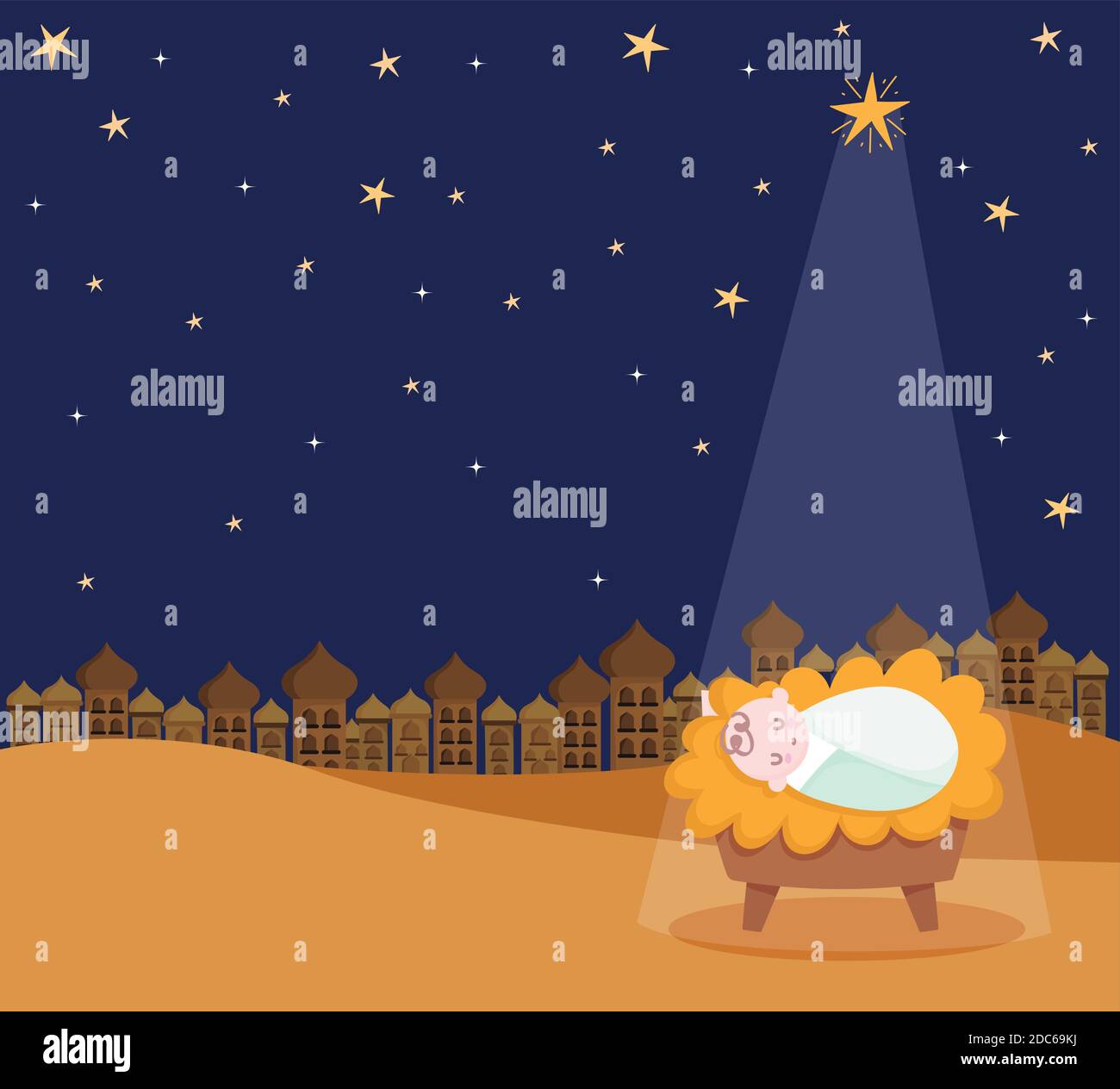 krippe, Krippe Baby jesus Stern und Licht Cartoon Vektor Illustration ...