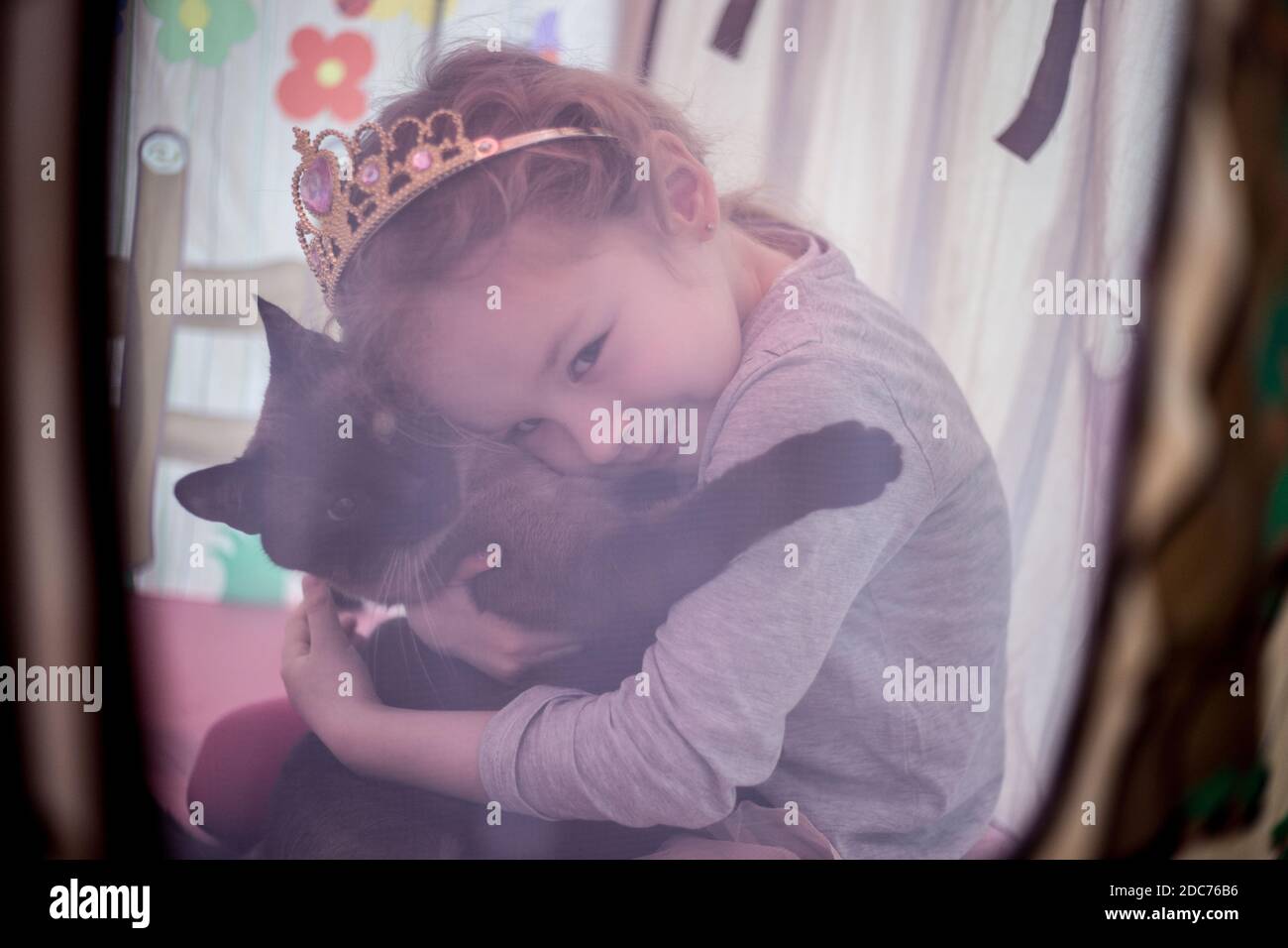 Mädchen spielt mit katze -Fotos und -Bildmaterial in hoher Auflösung ...