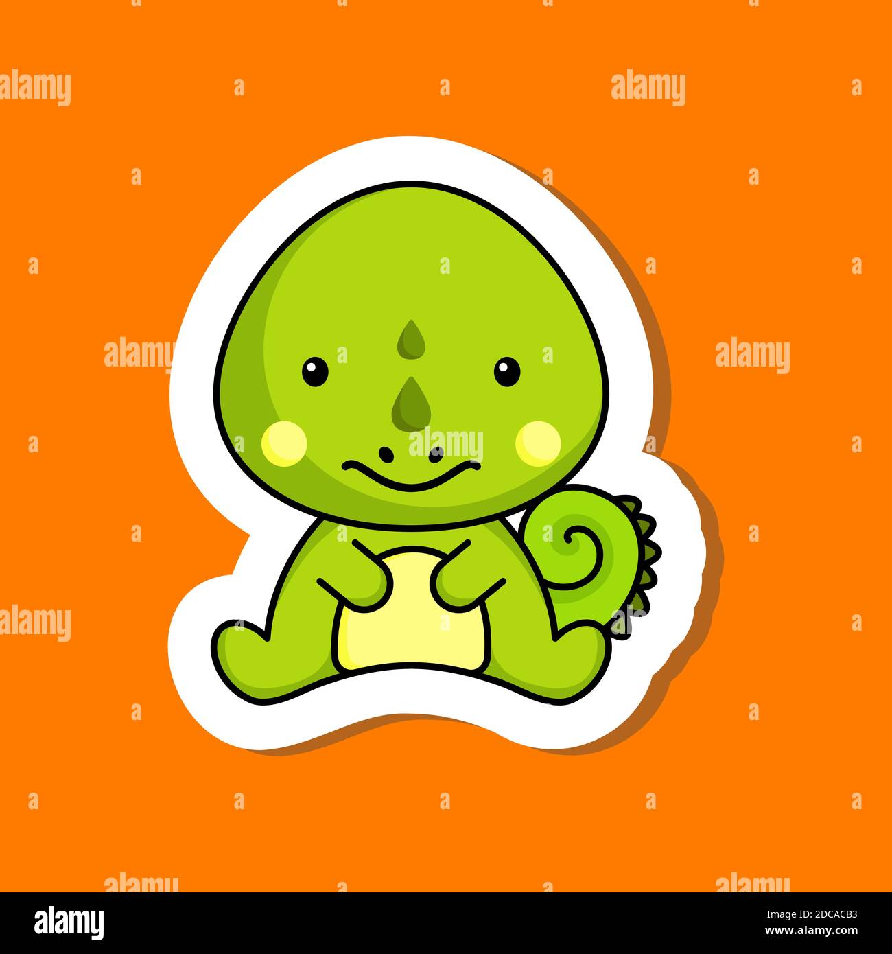 Niedliche Cartoon Aufkleber kleine Leguan Logo Vorlage. Maskottchen ...