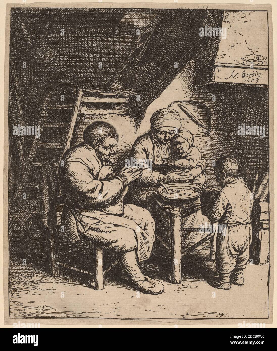 Bauernfamilie, die gnade sagt -Fotos und -Bildmaterial in hoher ...