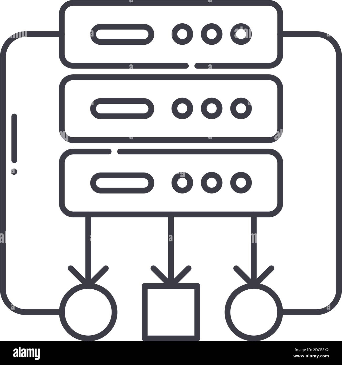Datenbank-Algorithmus-Symbol, lineare isolierte Illustration, dünne ...