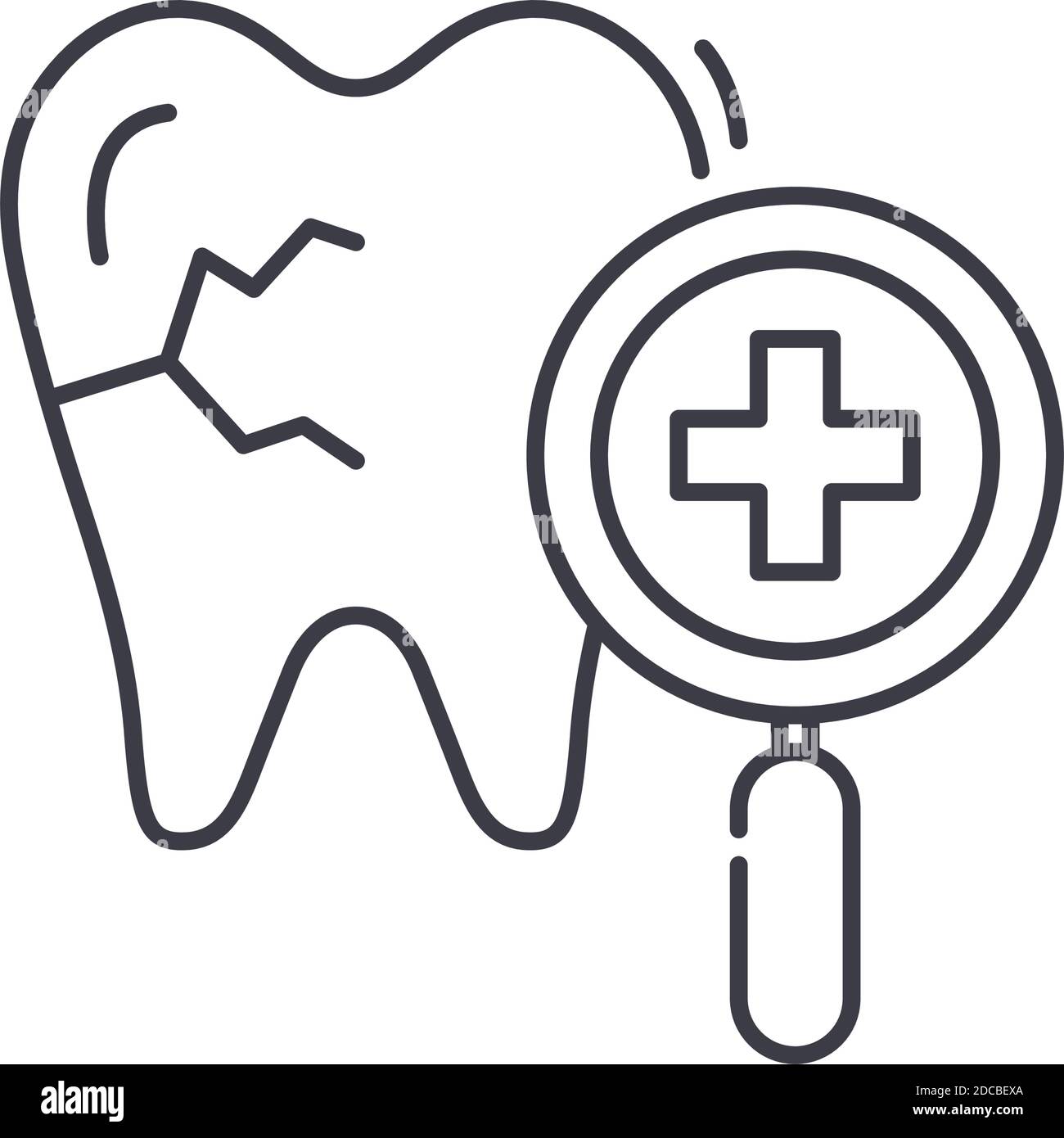 Dental Test Symbol, lineare isolierte Illustration, dünne Linie Vektor ...