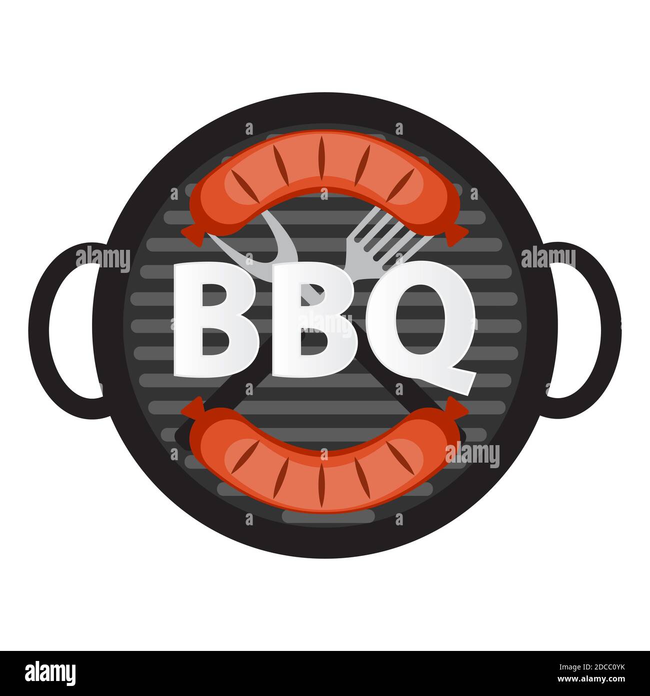 BBQ-Symbol mit Grillzubehör und Wurst. Abbildung Stockfotografie - Alamy