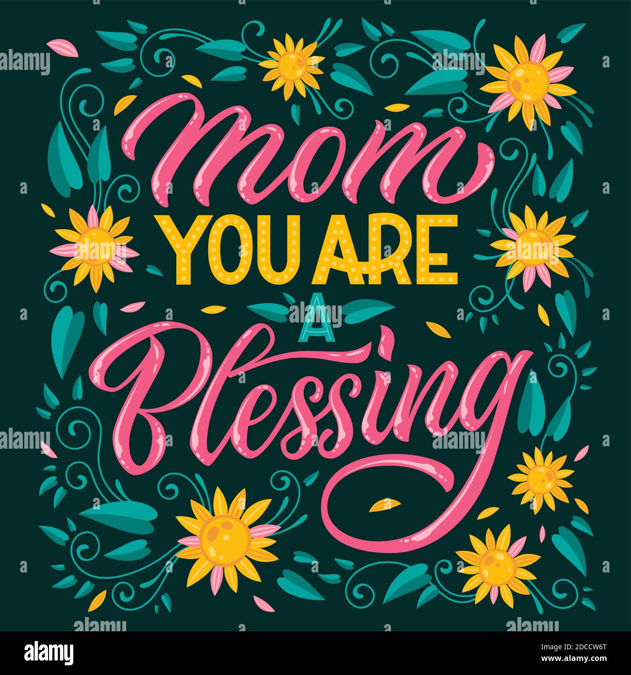 Mama Sie sind Segen - Hand gezeichnet Mutter Tag themed Lettering. Herz ...