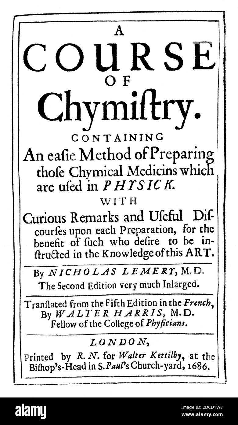 History of chemistry -Fotos und -Bildmaterial in hoher Auflösung – Alamy