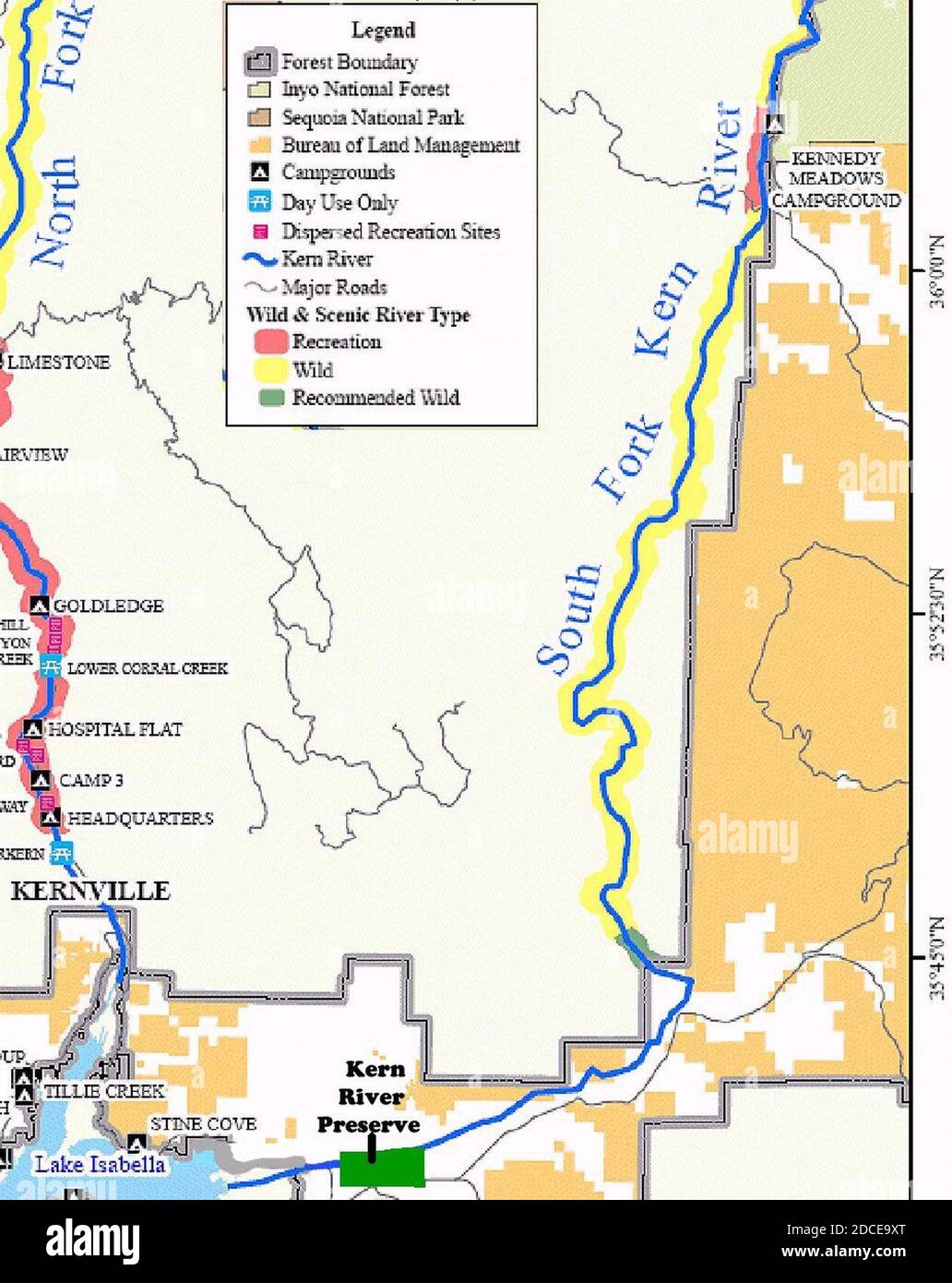 Kern River Preserve und Area Map Stockfotografie - Alamy