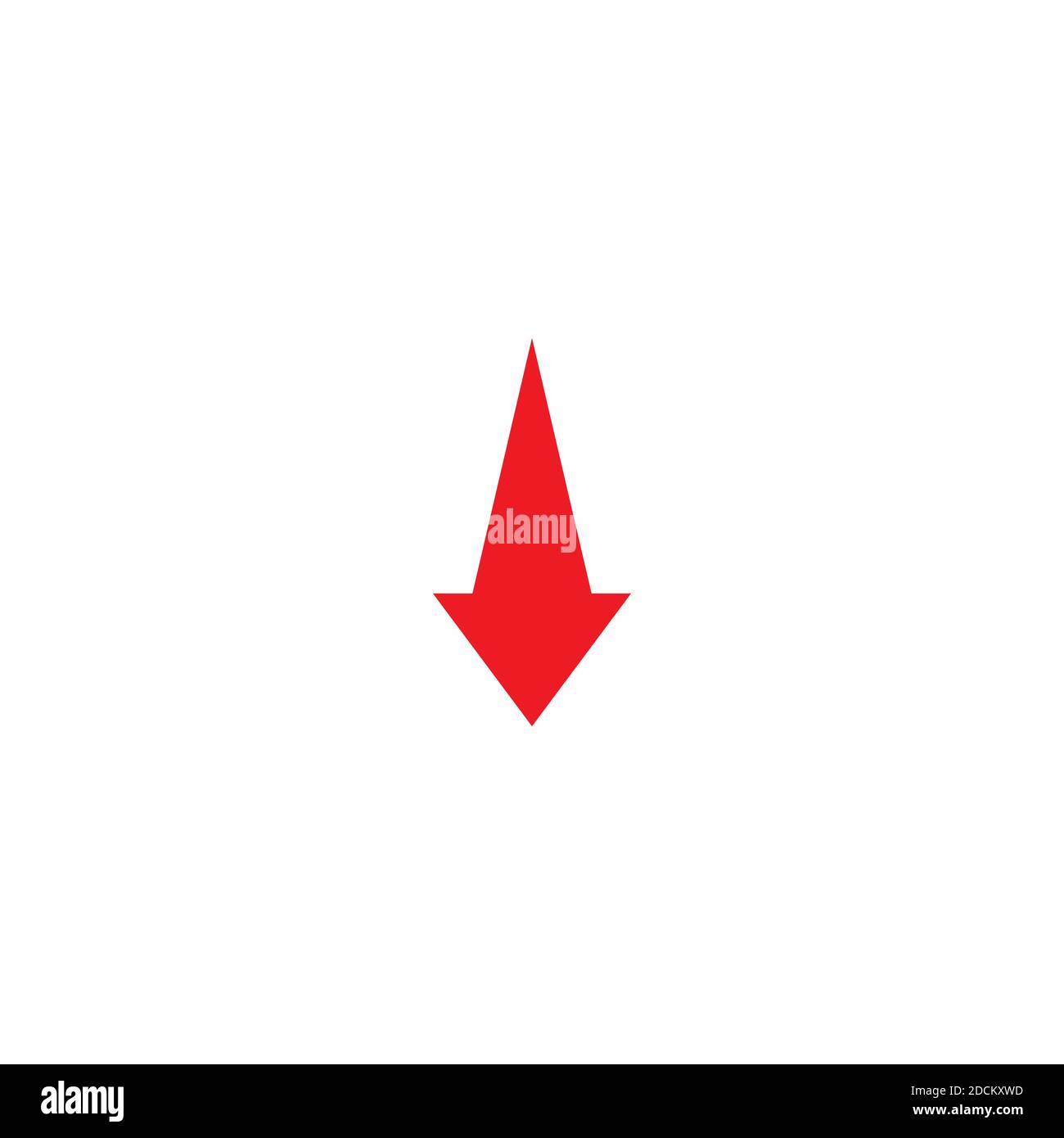 Roter Pfeil nach unten Symbol. Verringern, fallen, Crash-Konzept. Download-Zeichen. Isoliert auf ...