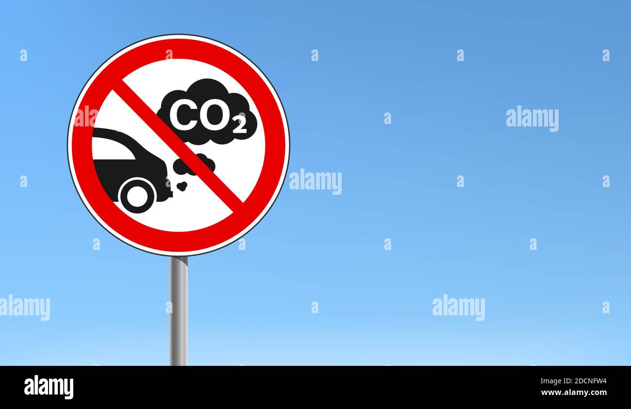 CO2-Verkehr Abgas Bansign Auto Smog Symbol Verschmutzung Warnung Symbol ...