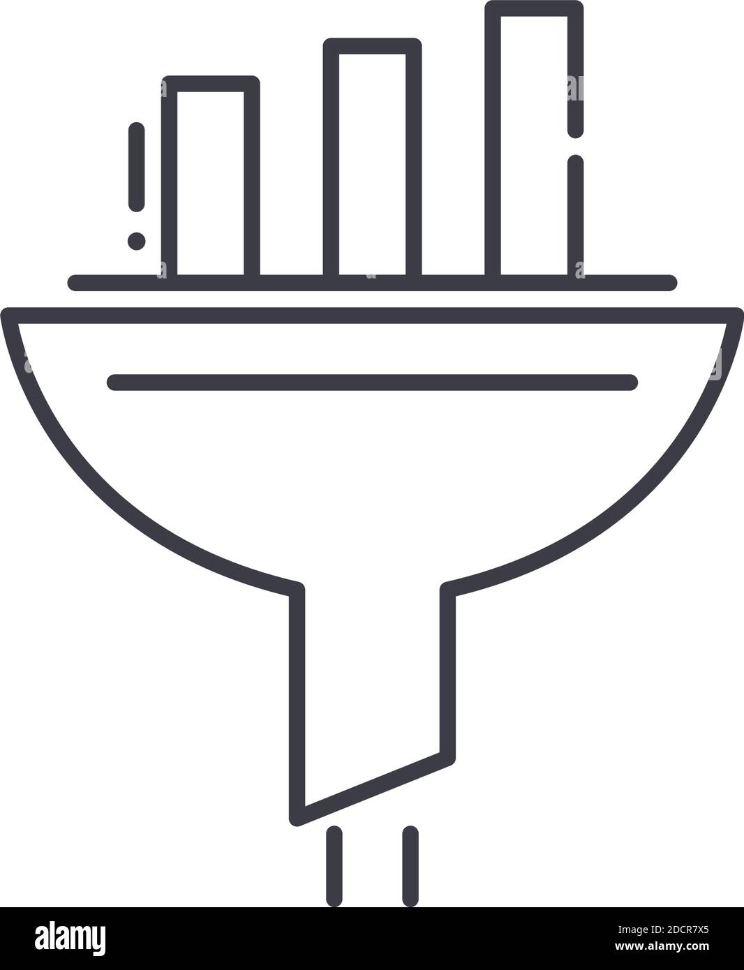 Marketing Trichter Symbol, lineare isolierte Illustration, dünne Linie ...