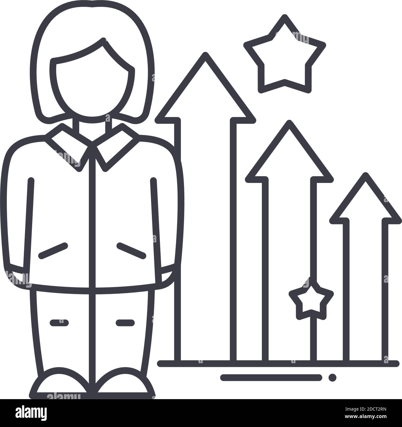 Persönliche Erfolge Symbol, lineare isolierte Illustration, dünne Linie ...