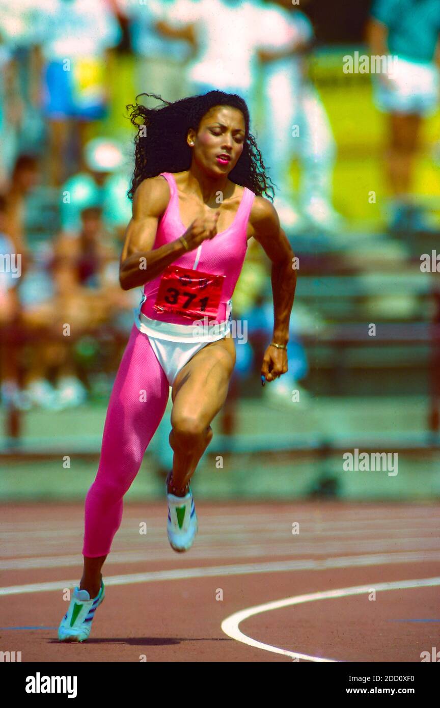 Florence Griffith Joyner im 200-m-Rennen bei den U.S. Olympic Track and ...
