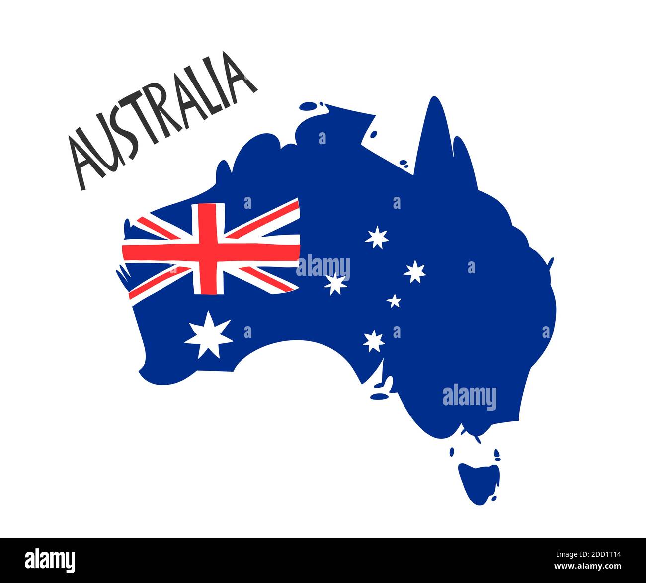 Vektor Hand gezeichnet stilisierte Karte von Australien mit Flagge ...