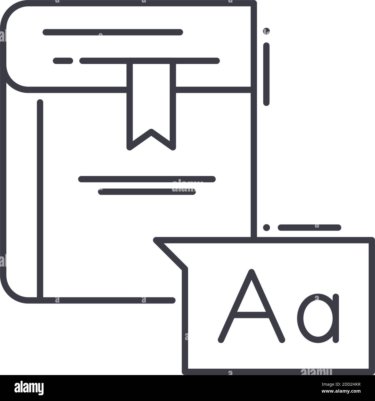 Wortschatz Symbol, lineare isolierte Illustration, dünne Linie Vektor ...