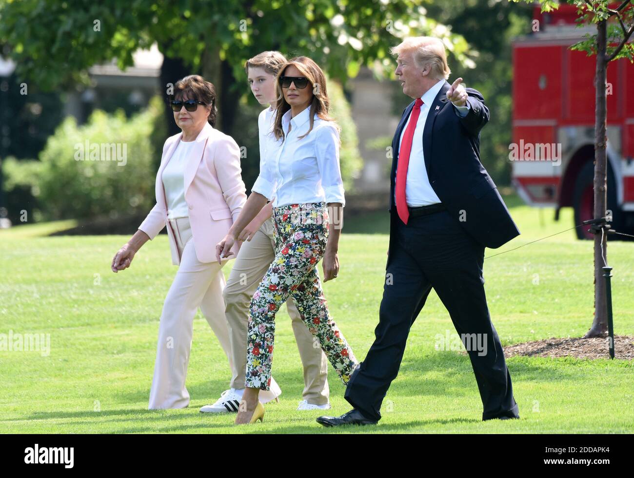 Barron Trump , Präsident Donald Trump, First Lady Melania Trump und ...