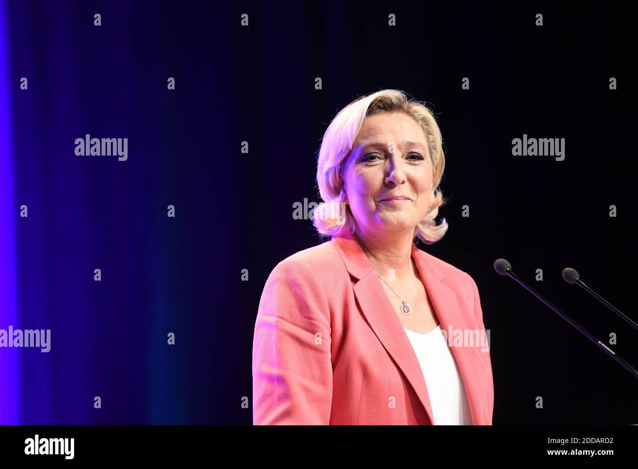 Marine Le Pen, die Vorsitzende der rechtsextremen politischen Partei ...