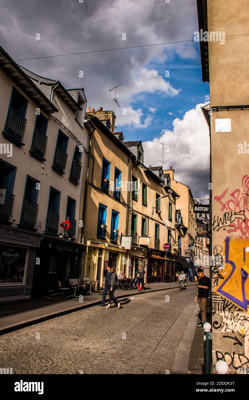 Historische Innenstadt von Rennes, Bretagne, Frankreich Stockfotografie ...