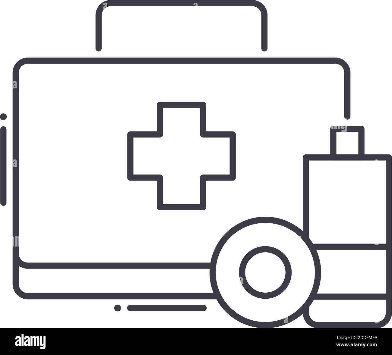 Verbandskasten-Symbol, lineare isolierte Illustration, dünner ...