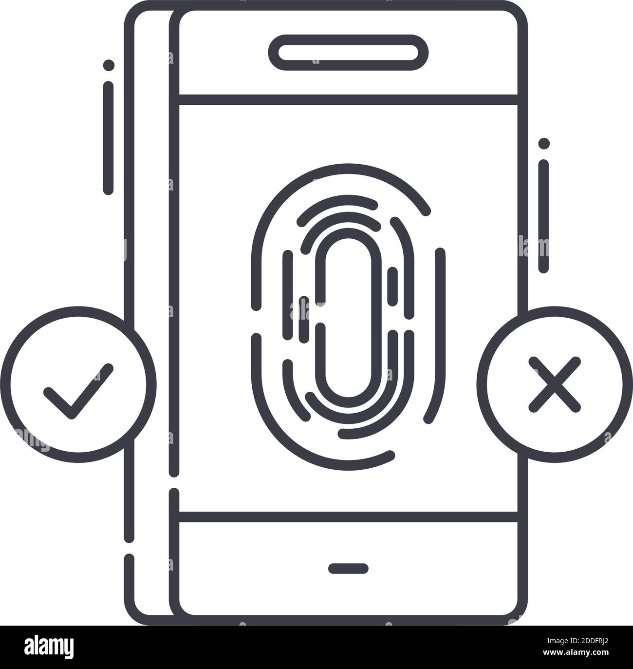 Finger mobile Test-Symbol, lineare isolierte Illustration, dünne Linie ...