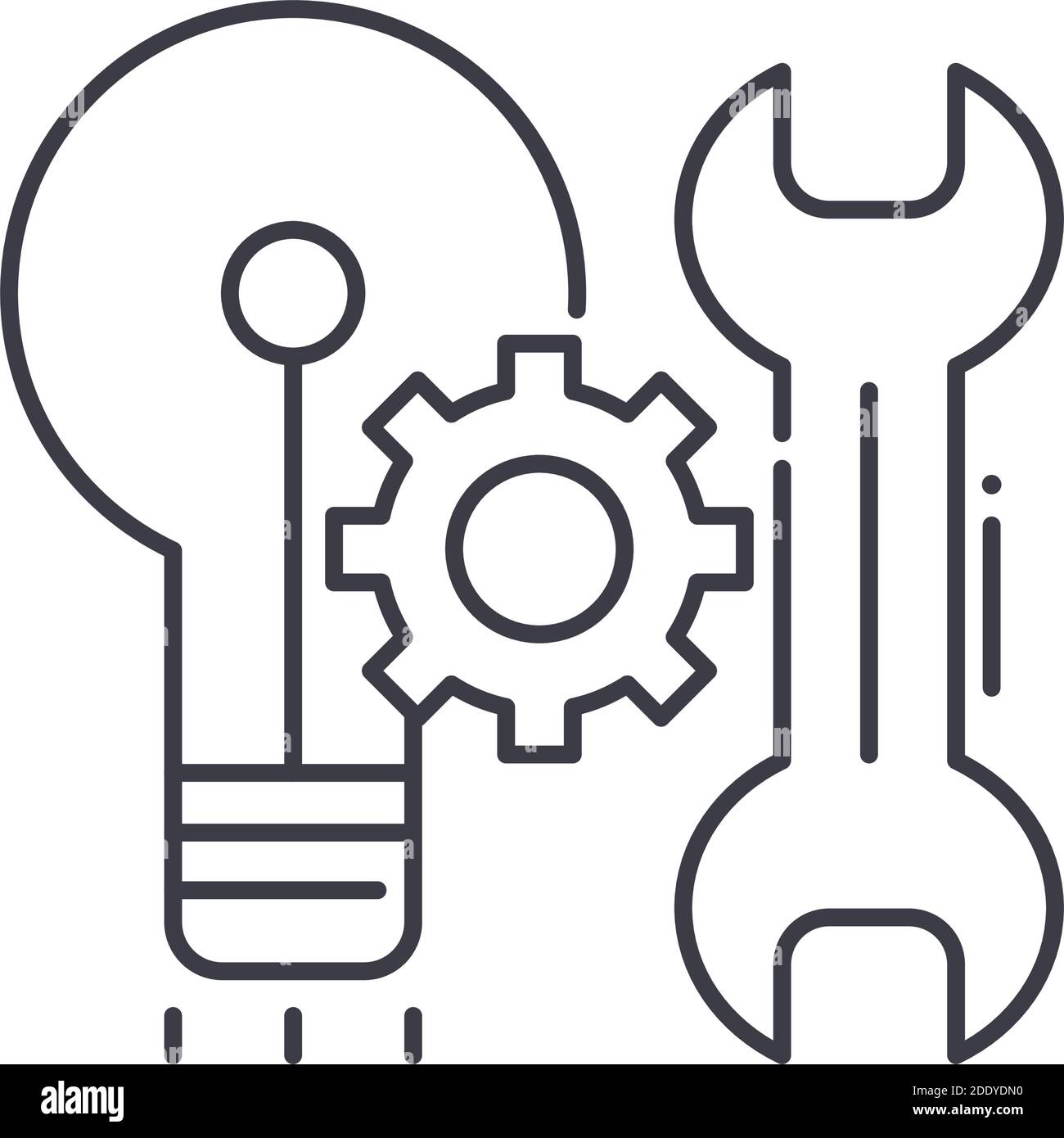 Problemsymbol, lineare isolierte Illustration, Vektor mit dünnen Linien ...