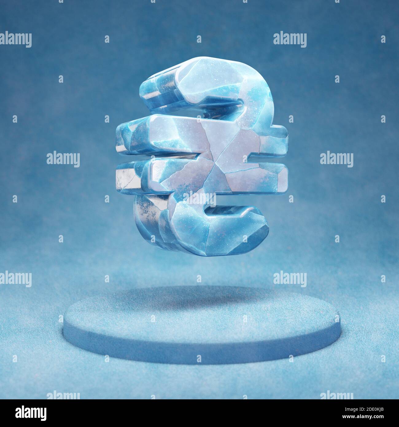 Symbol für Griwna. Cracked blau Ice Hryvnia Symbol auf blauem Schnee ...