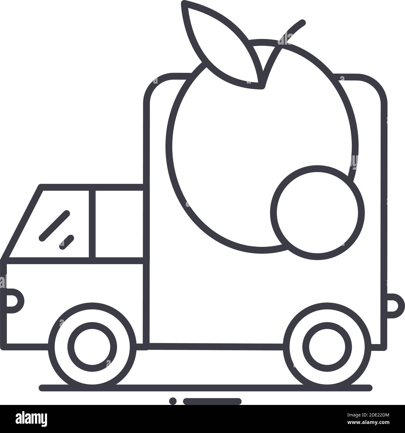 Obst Auto Symbol, lineare isolierte Illustration, dünne Linie Vektor ...