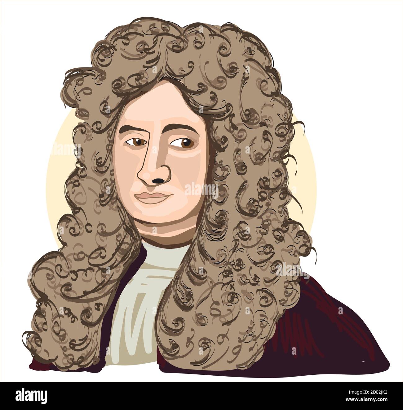 Isaac Newton (1643-1727) Portrait in line Art Illustration Stock ...