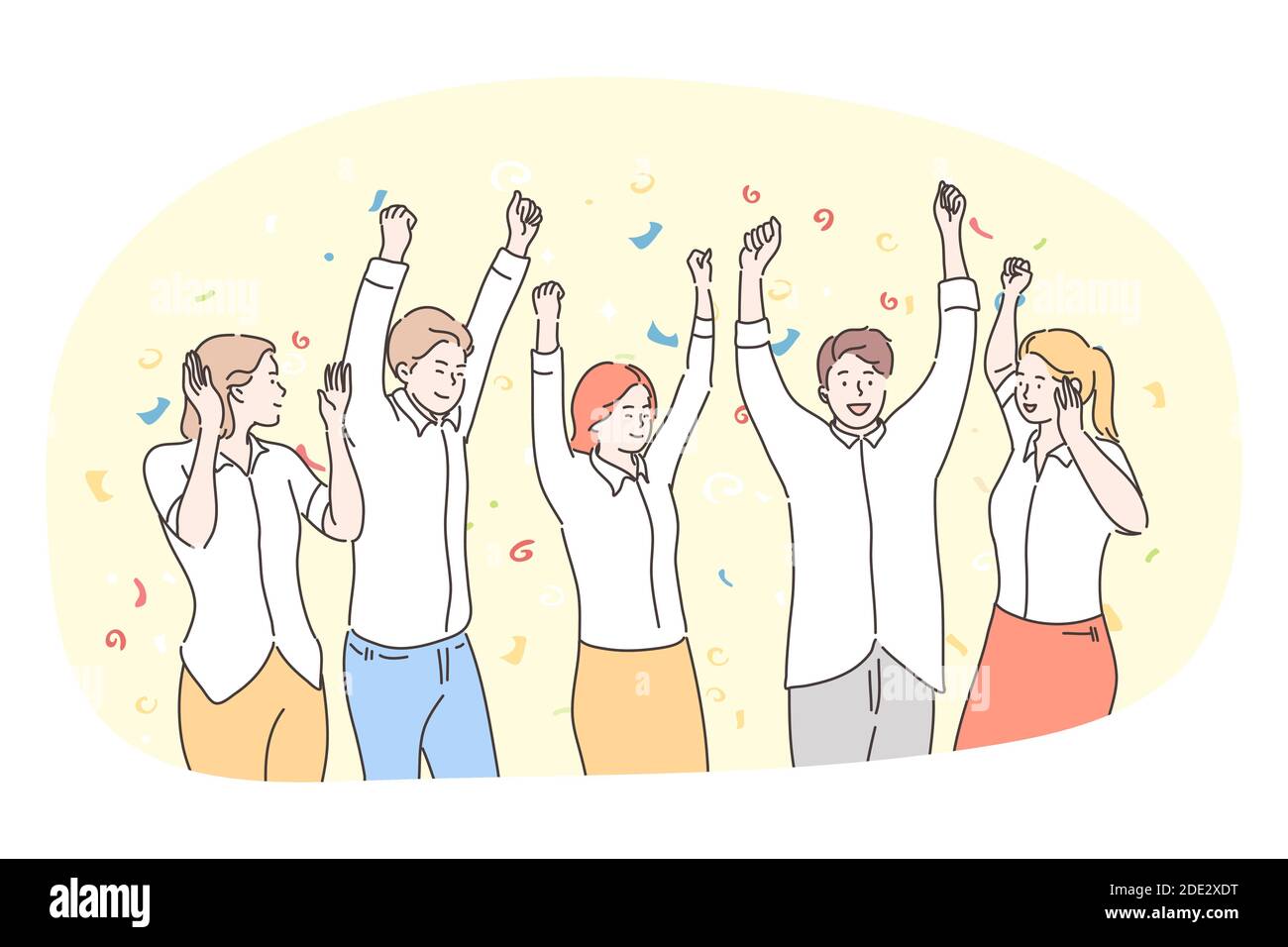 Party, Spaß haben, Feier, Urlaubskonzept. Gruppe von glücklich ...