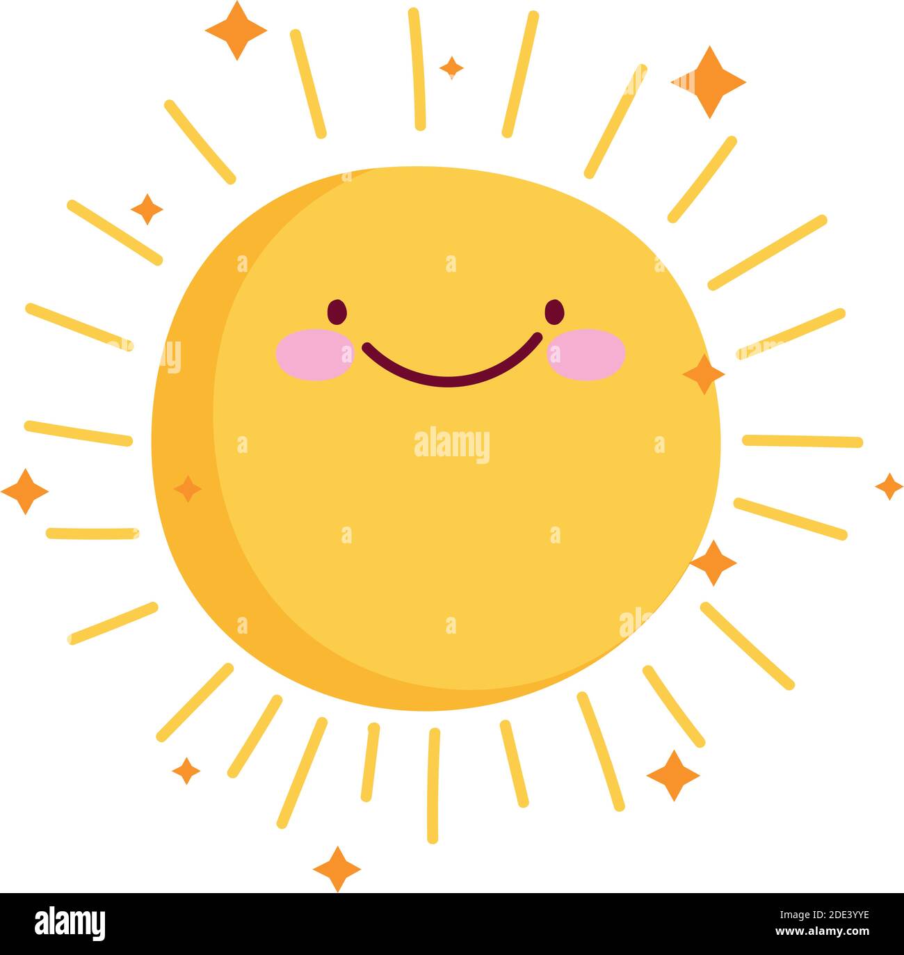 Cute Cartoon Sonne Sommer Wetter Symbol isoliert Stil Vektor ...