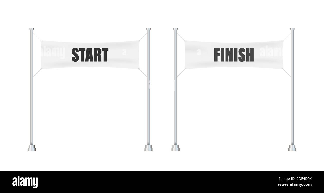 Start Ende. Gewinner-Banner. Flache Linie Cartoon Vektor Illustration ...