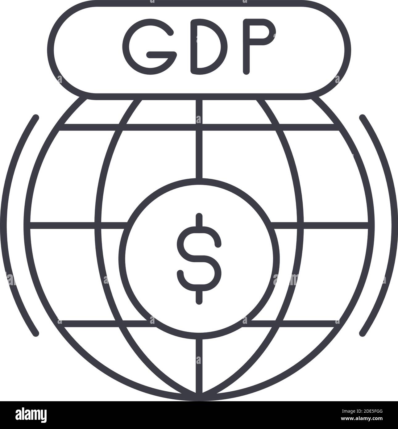 GDP-Symbol, lineare isolierte Illustration, dünne Linie Vektor, Web ...