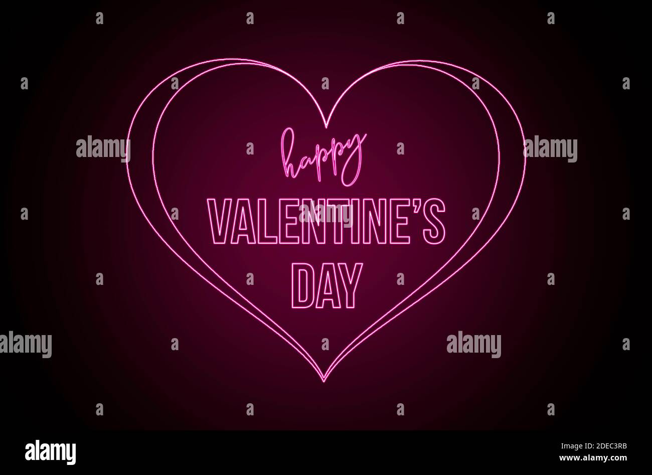 Alles Liebe zum Valentinstag, Text mit pinken Neonlichtern. Kreative ...