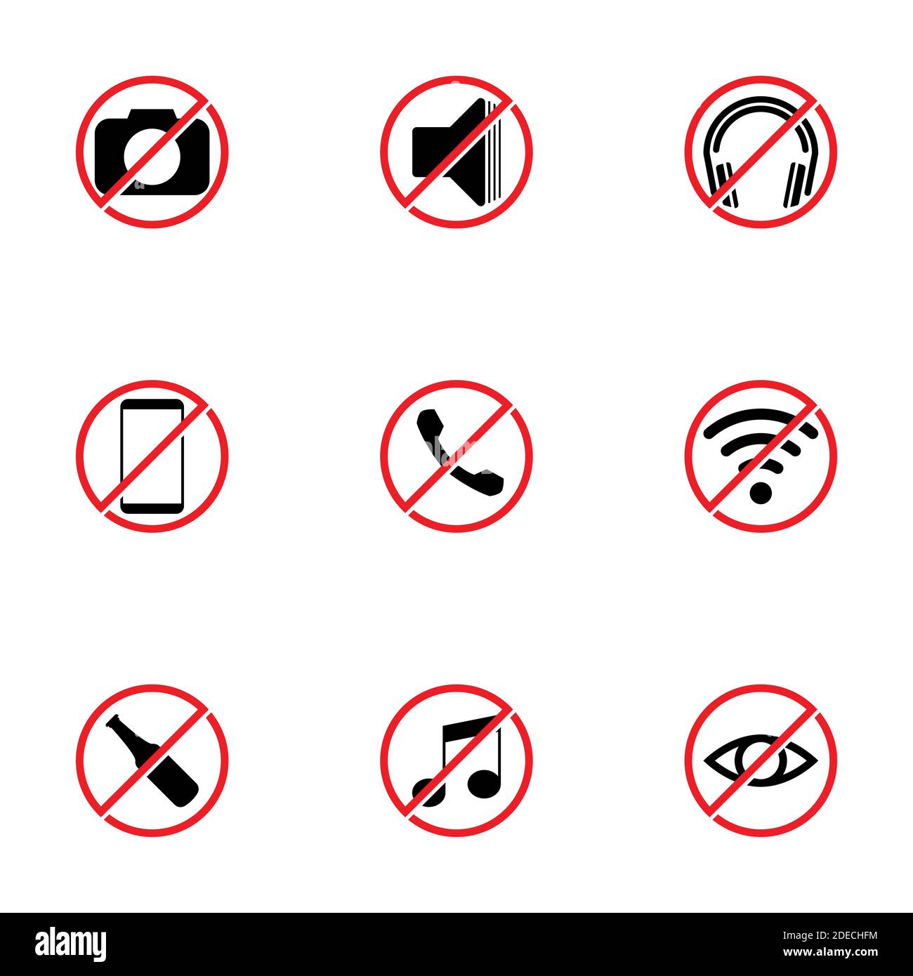 Symbole für Thema verboten Zeichen. Weißer Hintergrund Stock ...