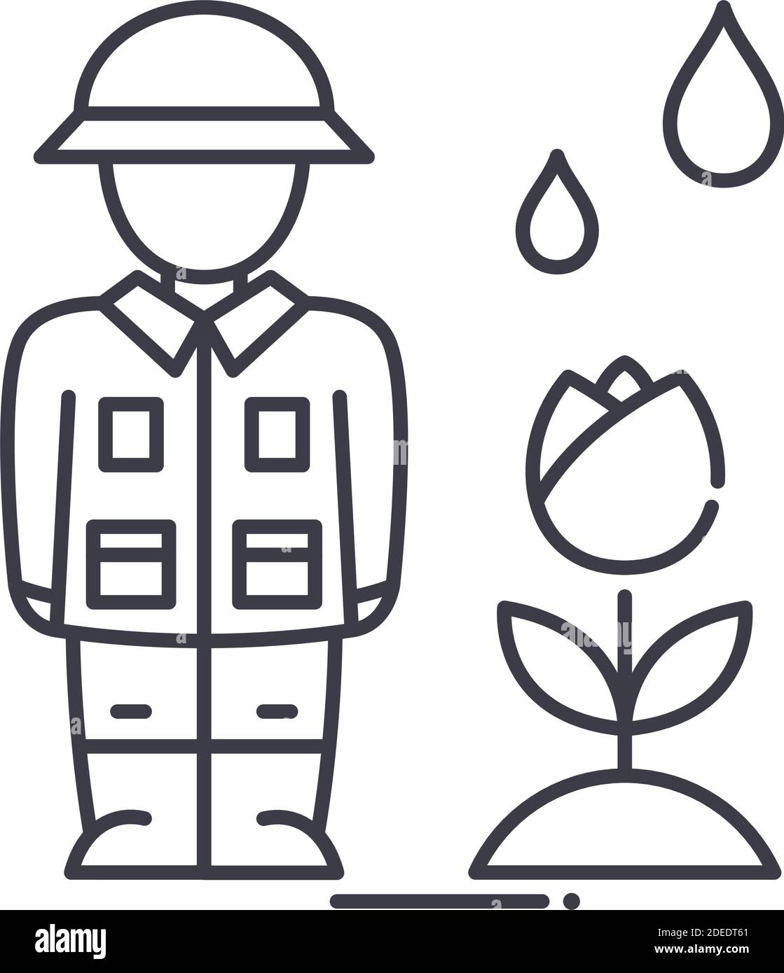 Home Gärtner Symbol, lineare isolierte Illustration, dünne Linie Vektor ...