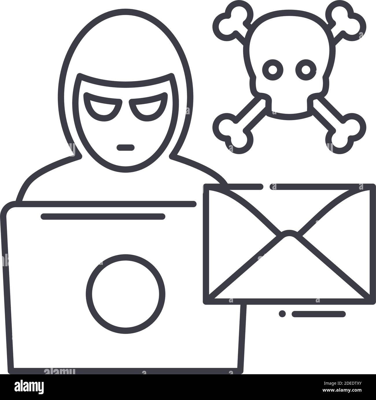 Hacking-Symbol, lineare isolierte Illustration, dünne Linie Vektor, Web ...