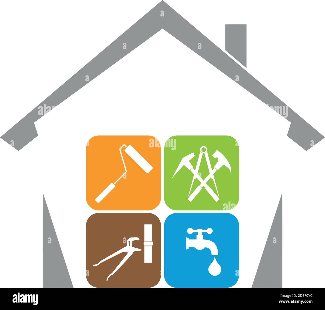 Haus, Werkzeuge, Hausmeister, Handwerker, Logo Stock-Vektorgrafik - Alamy