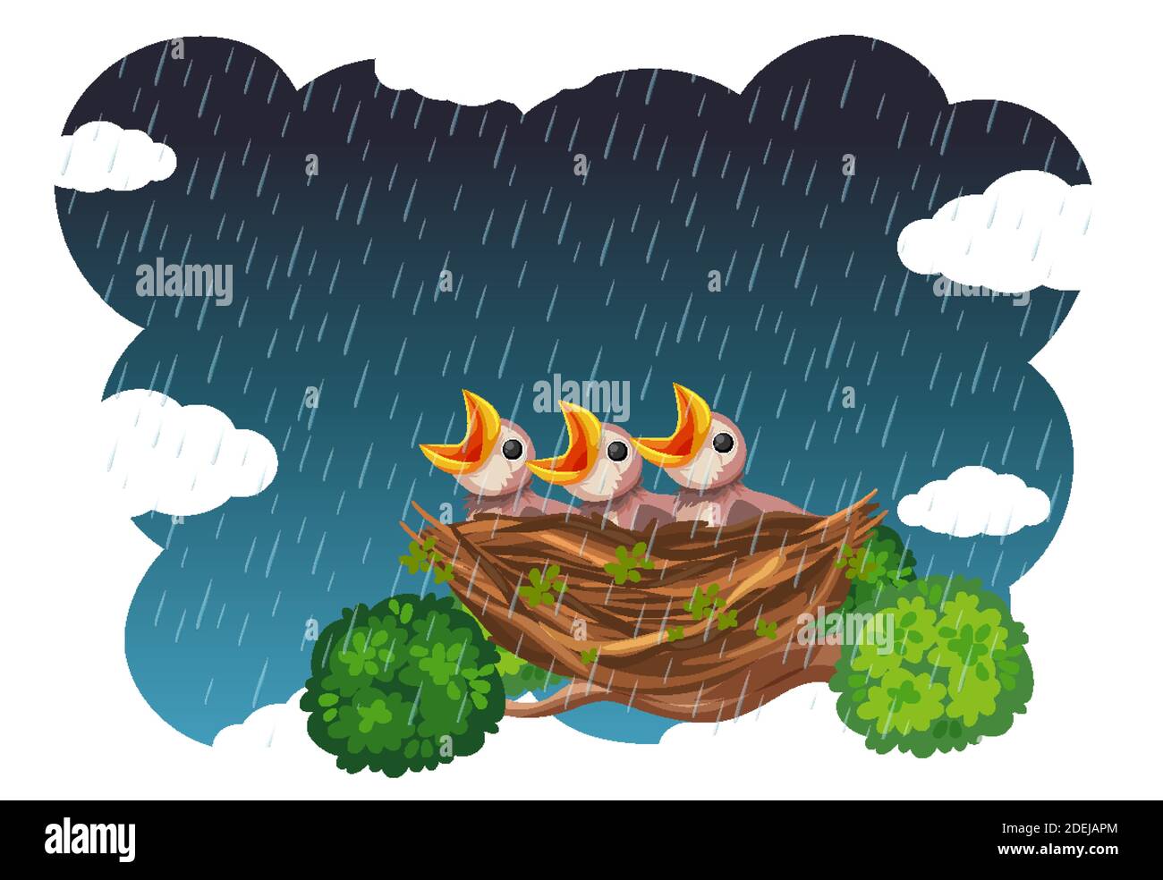 Küken und ihre Mutter Vogel in der Natur Illustration Stock ...