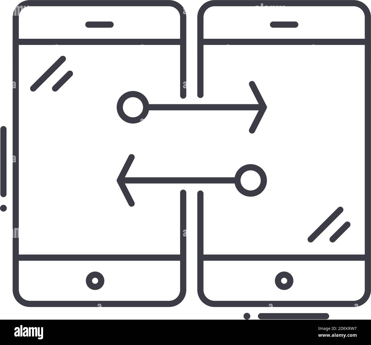 Mobile Data Sharing Symbol, lineare isolierte Illustration, dünne Linie ...