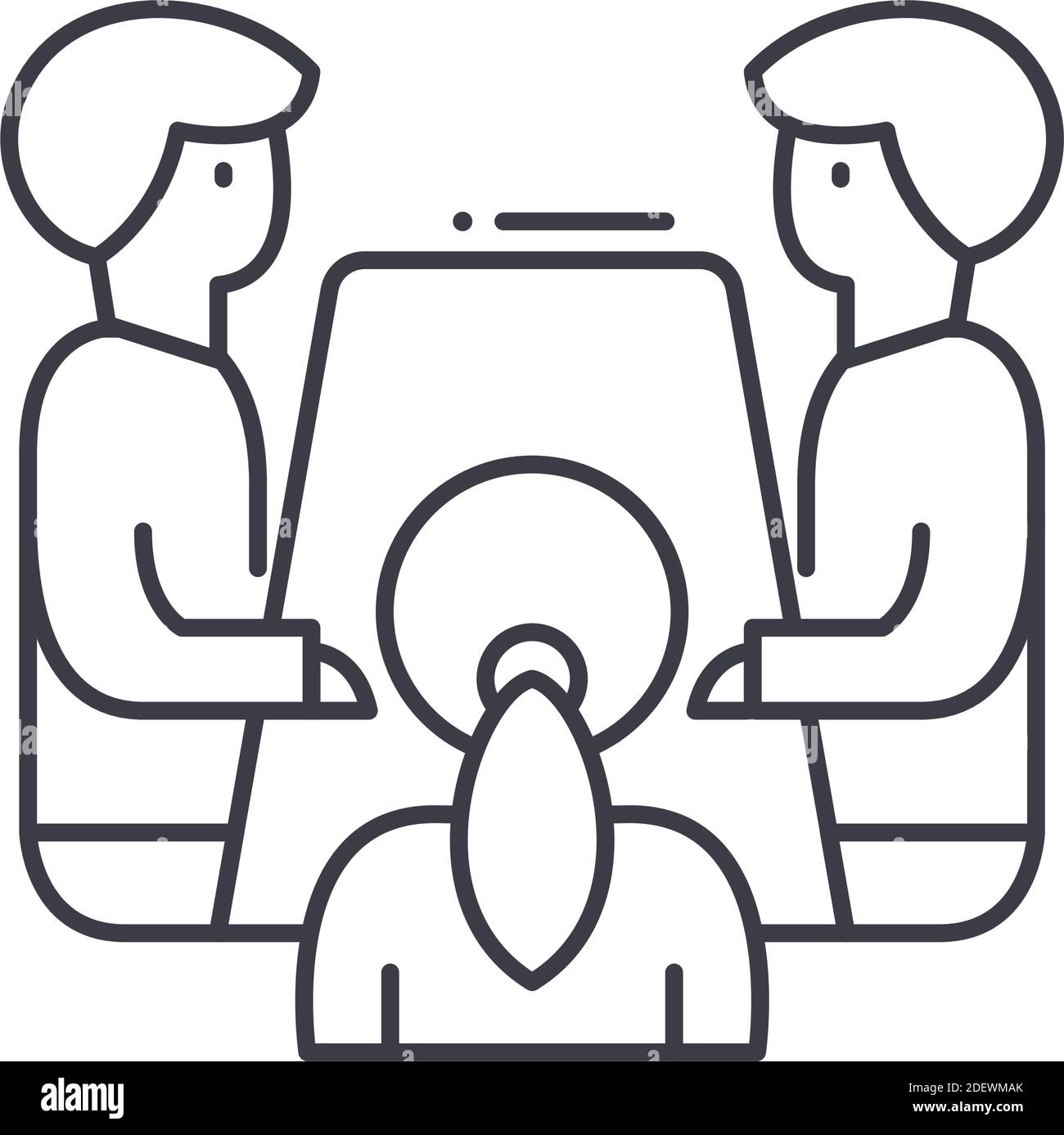 Meeting-Konzept-Symbol, lineare isolierte Illustration, dünne Linie ...