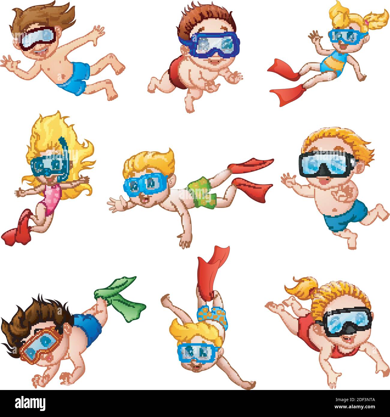 Cartoon Illustration Scuba Diver Girl Stockfotos und -bilder Kaufen - Alamy